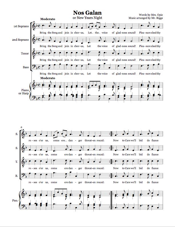 Songs: New Year’s Night (Nos Galan) – The Amelia Alderson Opie Archive