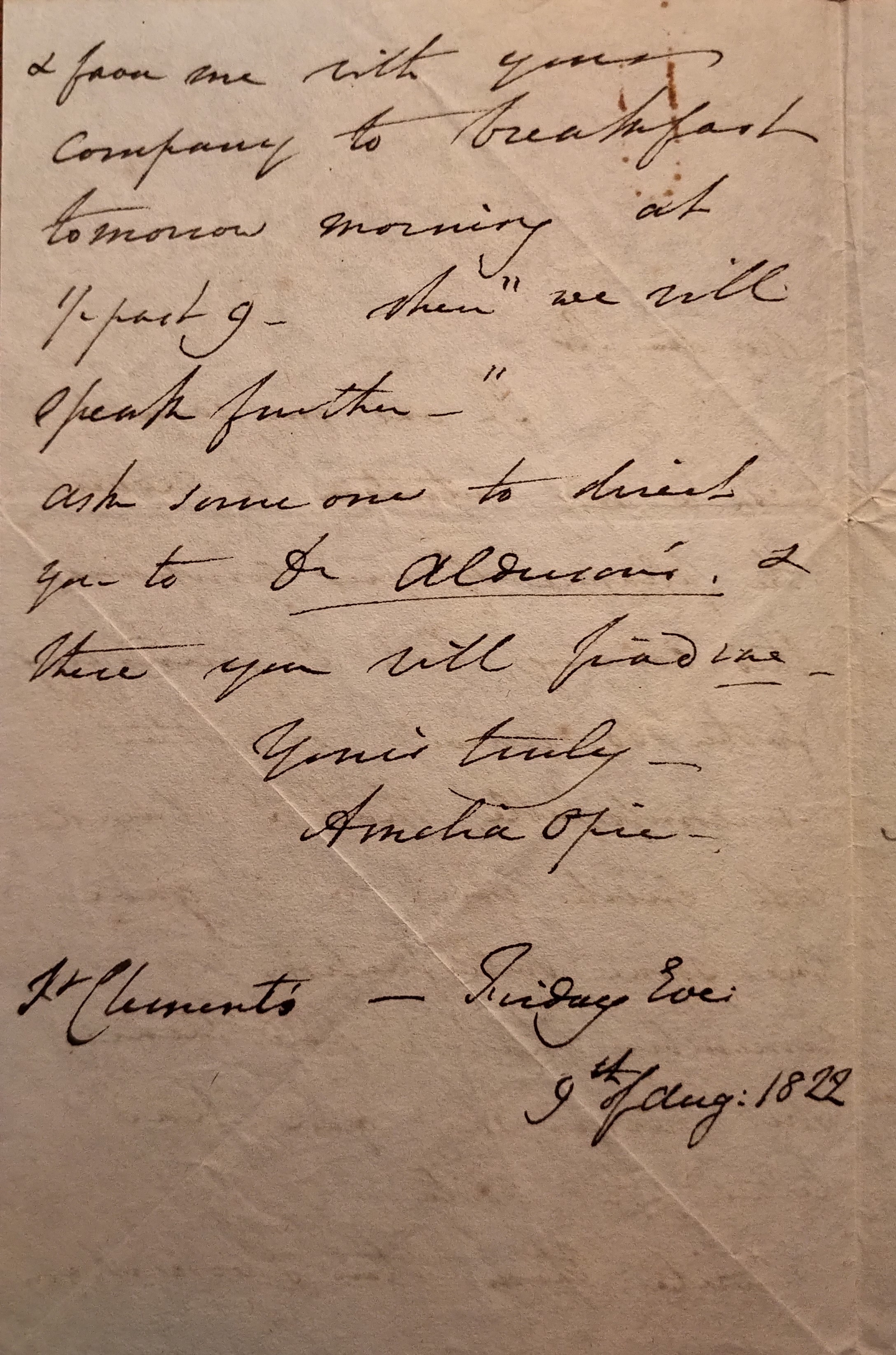 9 August 1822 – The Amelia Alderson Opie Archive